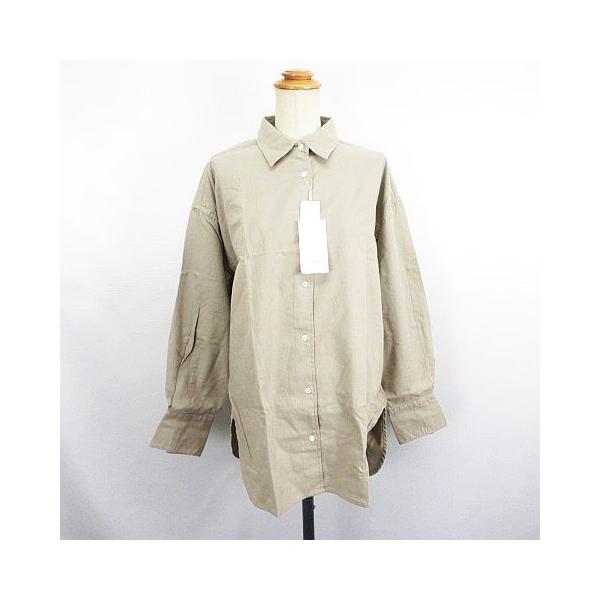 未使用品 ルヴァンスフル le vent souffle シャツ ブラウス 長袖 オーバーサイズ コットン L ベージュ ※EKM レディース【表記サイズ】Lバスト 79〜87身長 154〜162【実寸サイズ】肩幅：55cm　身幅：62cm...