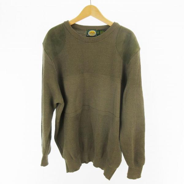 Cabelas カベラス  エルボーパッチ セーター ニット カーキ グリーン L ヴィンテージ オールド メンズ【表記サイズ】L【実寸サイズ】肩幅：50cm　身幅：68cm　着丈：72cm　袖丈：68cm　　【素材】ウール100％【色】カ...