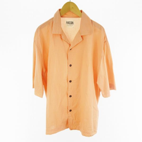 madson マドソン BOTTEGA シャツ 半袖 オープンカラー オレンジ コットン S イタリア製  メンズ【表記サイズ】S【実寸サイズ】肩幅：54cm　身幅：60cm　着丈：68cm　袖丈：29cm　　【素材】綿100％【色】オレン...