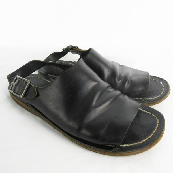 ペテロオラウム PETROSOLAUM サンダル 4 約26ｃｍ Leather Sandal Cordvan Butt BLACK ホースレザー ブラック 黒  メンズ【表記サイズ】4約26ｃｍ【実寸サイズ】最大幅：10.5cm　アウトソ...