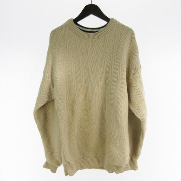 ROUNDTREE＆YORKE セーター コットン ニット クルーネック シェブロン柄 ベージュ L 90’S 00’S ヴィンテージ オールド トップス メンズ【表記サイズ】L【実寸サイズ】肩幅：64cm　身幅：65cm　着丈：70cm　...