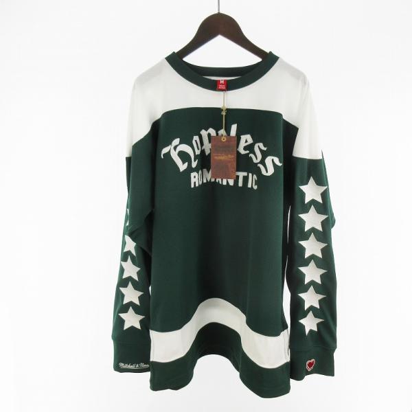 未使用品 エモーショナリー アンアベイラブル Emotionaly Unavailable × MITCHELL &amp; NESS EU HOCKER JERSEY M ゲームシャツ ロンTシャツ 長袖 グリーン 緑 【表記サイズ】M【...