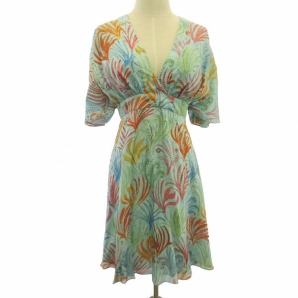 イッサロンドン ISSA LONDON シルク100％ ワンピース スカート 総柄 青色 ブルー UK8 約M レディース【ブランド】イッサロンドン ISSA LONDON【表記サイズ】UK8 約M【実寸サイズ】肩幅：--cm　身幅：36c...