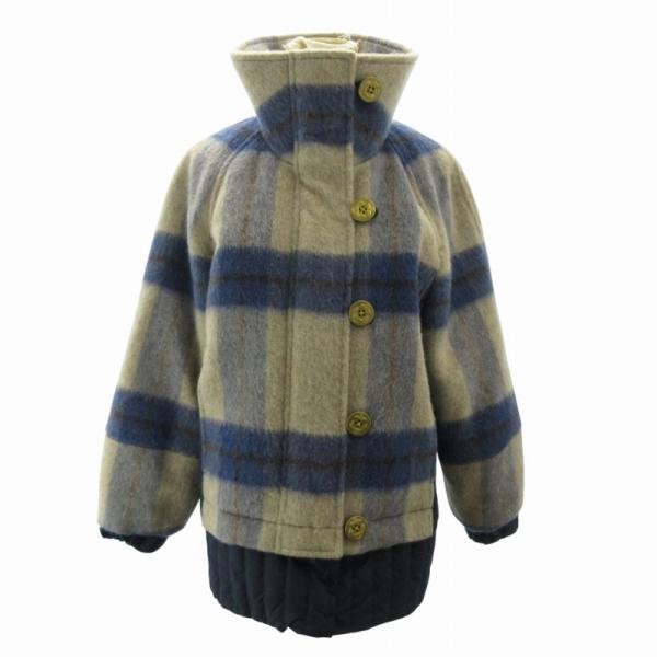 ダイアグラム Diagram 近年 チェックコンビウールジャケット モヘヤ混 切替 ダウン 03204 01180 36 青 ブルー マルチカラー【ブランド】ダイアグラム Diagram【表記サイズ】36【実寸サイズ】身幅：約57cm　着丈...