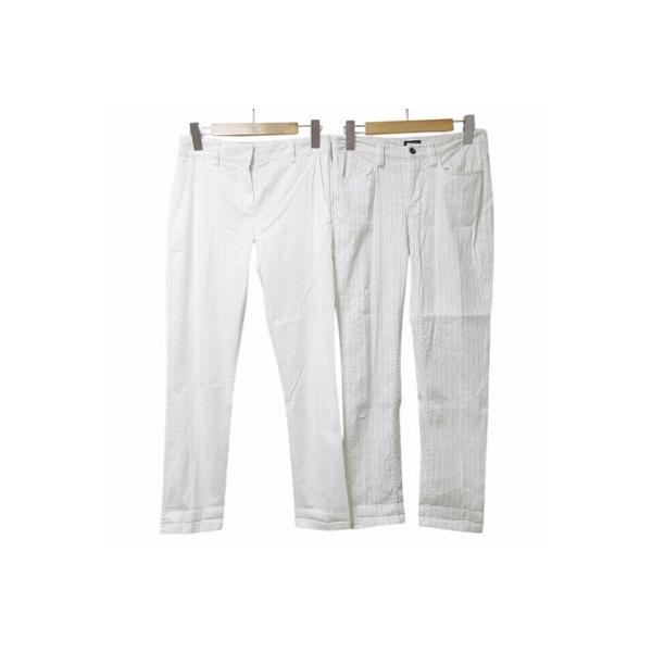 セオリー Theory 小さいサイズ リネン 2本セット まとめ スラックス パンツ 無地 ストライプ 白 ホワイト 00 XS相当 X レディース【ブランド】セオリー Theory【表記サイズ】00(XS相当)【実寸サイズ】ウエスト：68...