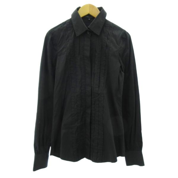 セオリー Theory 美品 ピンタック シャツ プリーツ 黒 ブラック 0 約XS 【ブランド】セオリー Theory【表記サイズ】0【実寸サイズ】肩幅：32cm　身幅：42cm　袖丈：62cm　着丈：68cm　　【素材】綿 72%　ナイ...