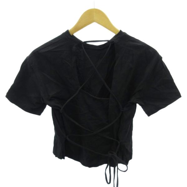 アメリ AMERI 美品 カットソー ドローコード 半袖 黒 ブラック 1115 ■YHS7 レディース【表記サイズ】サイズ表記なし（実寸サイズを参考にご検討ください。）【実寸サイズ】肩幅：約52cm　身幅：約52cm　着丈：約42cm　袖...