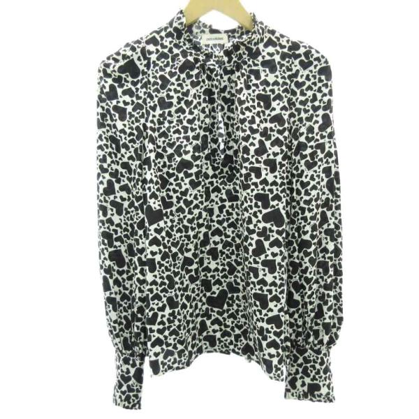 ザディグ エ ヴォルテール ZADIG &amp; VOLTAIRE 美品 ハート柄 シルク シャツ ブラウス 総柄 白 ホワイト 黒 ブラック M STK レディース【ブランド】ザディグ エ ヴォルテール ZADIG &amp; VOLT...