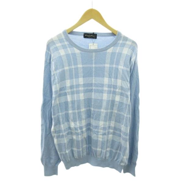 未使用品 オースチン リード Austin Reed タグ付き ニット セーター チェック柄 コットン 長袖 M 水色 白 ライトブルー ホワイト【ブランド】オースチン リード Austin Reed【表記サイズ】M【実寸サイズ】肩幅：約5...