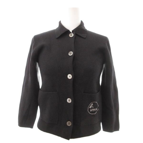 アニエスベー agnes b. ENFANAT 美品 カーディガン 襟付き ロゴ刺繍 8 黒 ブラック /YJ ■YHS12 キッズ【ブランド】アニエスベー agnes b.【表記サイズ】8【実寸サイズ】肩幅：33cm　身幅：36cm　着丈...