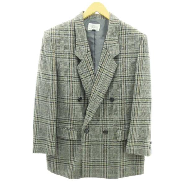 howdy ハウディ 美品 チェック テーラード ジャケット ダブル グレー 13AR 約LL 大きいサイズ レディース【表記サイズ】13AR【実寸サイズ】肩幅：41cm　身幅：53cm　袖丈：52cm　着丈：68cm　　【素材】表地　ウー...