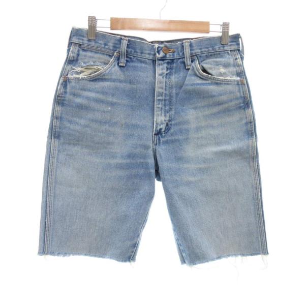 ラングラー WRANGLER デニムパンツ W32L33 ハーフ ショート丈 カットオフ scovilジップ ライトインディゴブルー /AE メンズ【ブランド】ラングラー WRANGLER【表記サイズ】W32L33【実寸サイズ】ウエスト：7...