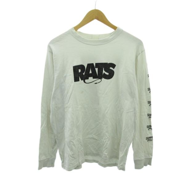 ラッツ RATS WAY OF LIFE Tシャツ ラバープリント 長袖 L 白 ホワイト 1203 メンズ【ブランド】ラッツ RATS【表記サイズ】L【実寸サイズ】肩幅：約51cm　身幅：約58cm　着丈：約70cm　袖丈：約64cm　　...