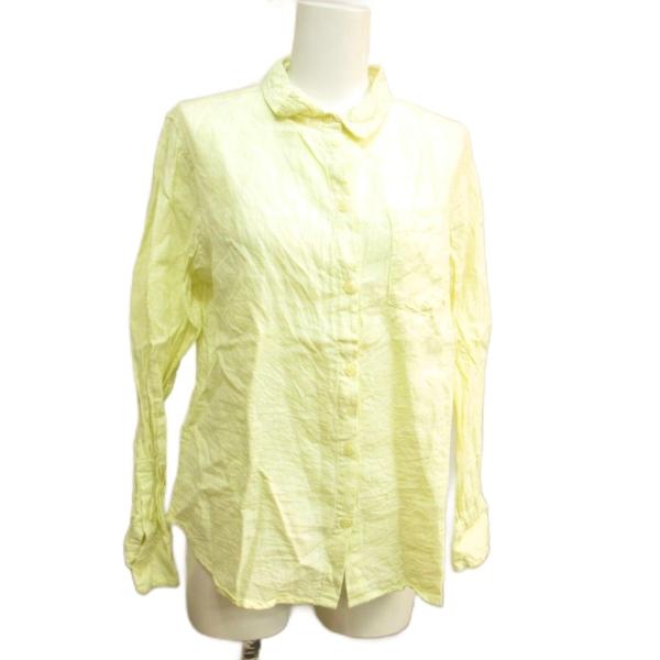 CLAZY ANGEL リネン 長袖 シャツ 黄色 イエロー L レディース【表記サイズ】L【実寸サイズ】肩幅：36cm　身幅：46cm　袖丈：58cm　着丈：61cm　　【素材】麻 100％【色】黄色 イエロー系　※色に関してはこの商品の...