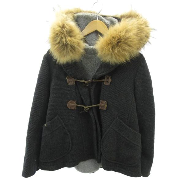 キャサリンハーネル Catherine Harnel ダッフルコート フード ラクーンファー ボア ライナー ウール ショート丈 38 グレー 0108【ブランド】キャサリンハーネル Catherine Harnel【表記サイズ】38【実寸...