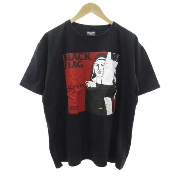 BROADWAY ブロードウェイ 美品 BLACK FLAG バンド Tシャツ 黒 ブラック XL メンズ【表記サイズ】XL【実寸サイズ】肩幅：56cm　身幅：62cm　袖丈：20cm　着丈：67cm　　【素材】綿 100％【色】黒 ブラッ...