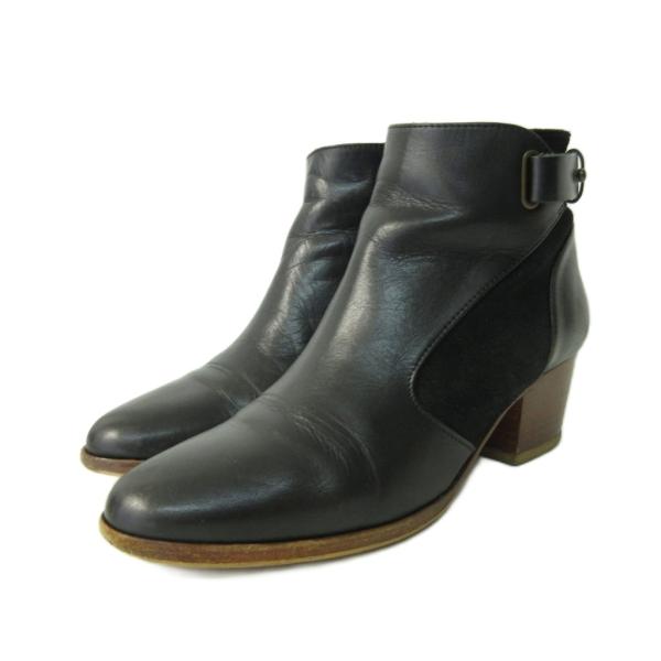 コントワーデコトニエ COMPTOIR DES COTONNIERS ショートブーツ サイドジップ ベルト ヒール レザー 37 24.0cm 黒 ブラック 0107【ブランド】コントワーデコトニエ COMPTOIR DES COTONNI...