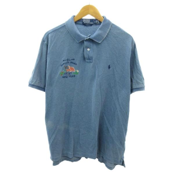 ポロ バイ ラルフローレン Polo by Ralph Lauren ポロシャツ ポニー ロゴ 刺繍 半袖 インディゴ染め XL 青 ブルー 0113 メンズ【ブランド】ポロ バイ ラルフローレン Polo by Ralph Lauren【...