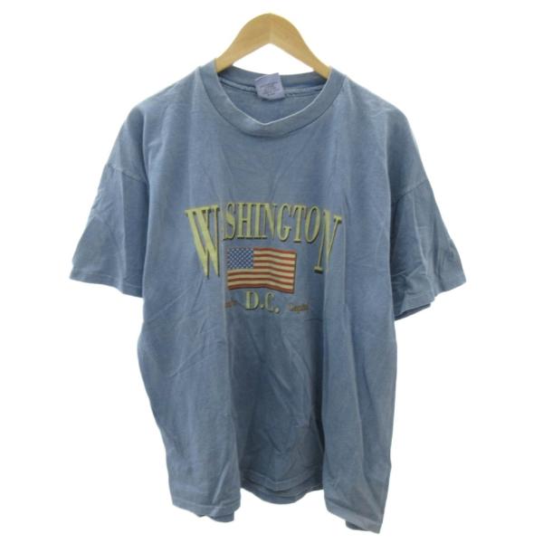 ヴィンテージ VINTAGE anvil 90s WASHINGTON D.C Tシャツ ロゴ プリント 半袖 USA製 XL 青 ブルー 0112 メンズ【ブランド】ヴィンテージ VINTAGE【表記サイズ】XL【実寸サイズ】肩幅：約67...