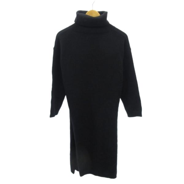 ドライアンドコード Day and code ニット ワンピース タートルネック ロング丈 F 黒 ブラック 0116 レディース【表記サイズ】F(Free size)【実寸サイズ】肩幅：約64cm　身幅：約64cm　袖丈：約52cm　総丈...