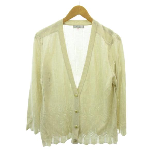 マーサ MARSA レナウン ニット カーディガン パンチング パールボタン 長袖 ベージュ 0203 レディース【表記サイズ】サイズ表記なし（実寸サイズを参考にご検討ください。）【実寸サイズ】肩幅：約45cm　身幅：約64cm　袖丈：約5...