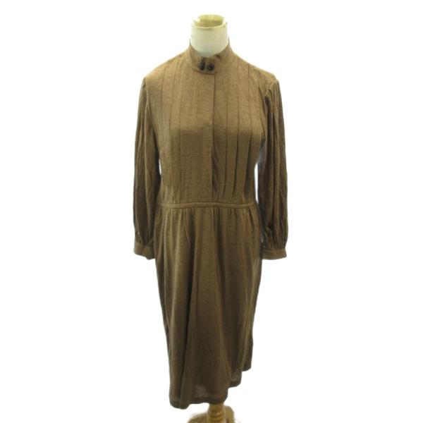 マリサマッコー二 Marisa Macconi 美品 ヴィンテージ ワンピース カシミヤ シルク カシシル 長袖 ロング丈 38 茶 ブラウン 0212【表記サイズ】38【実寸サイズ】肩幅：約48cm　身幅：約54cm　袖丈：約59cm　総...