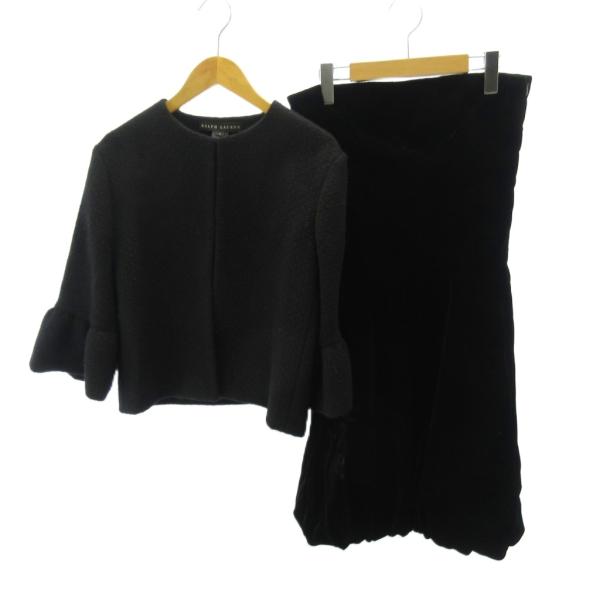 ラルフローレン ブラックレーベル 最高級ライン 美品 フォーマル スーツ セットアップ ジャケット スカート メルトン USA製 4【ブランド】ラルフローレン RALPH LAUREN【表記サイズ】4【実寸サイズ】ジャケット 肩幅：約41c...