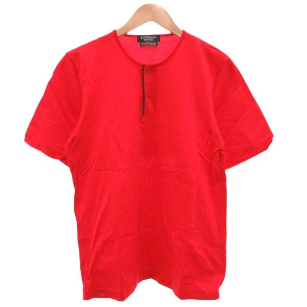 ディマジオ DiMAGGIO Tシャツ 赤 レッド ロゴ ヘンリーネック 半袖 /ML ■GY99 メンズ【表記サイズ】サイズ表記なし(実寸サイズをご参考ください。)【実寸サイズ】肩幅：41cm　身幅：50cm　着丈：65cm　袖丈：24c...