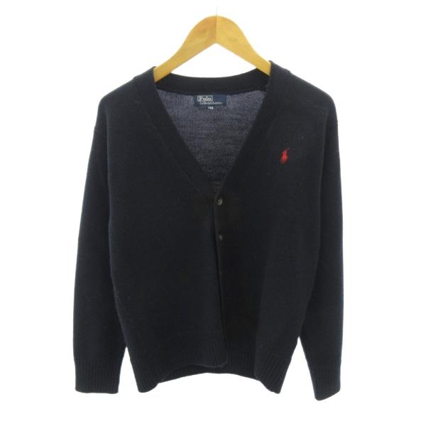 ポロ バイ ラルフローレン Polo by Ralph Lauren 美品 カーディガン ニット ナイガイ期 ポニー ロゴ 刺繍 ウール 長袖 140 紺 ネイビー 0509 キッズ【ブランド】ポロ バイ ラルフローレン Polo by R...