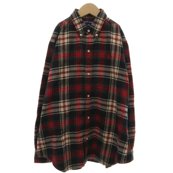 ラルフローレン RALPH LAUREN 美品 ヴィンテージ 90s シャツ 長袖 160 タータンチェック ボタンダウンカラー ポニー刺繍 赤 レッド 白【ブランド】ラルフローレン RALPH LAUREN【表記サイズ】160【実寸サイズ...