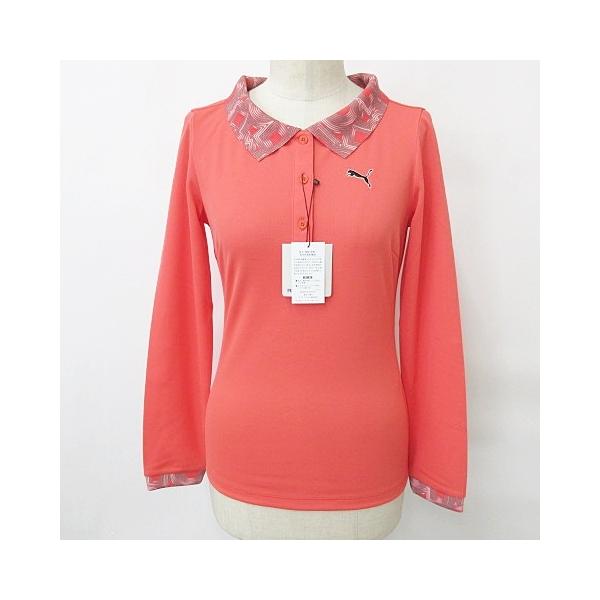 未使用品 プーマ PUMA GOLF ゴルフ ポロシャツ 長袖 速乾 DRY 幾何柄 刺繍 赤 レッド オレンジ グレー O レディース【ブランド】プーマ PUMA【表記サイズ】O【実寸サイズ】肩幅：37cm　身幅：47cm　着丈：65cm...
