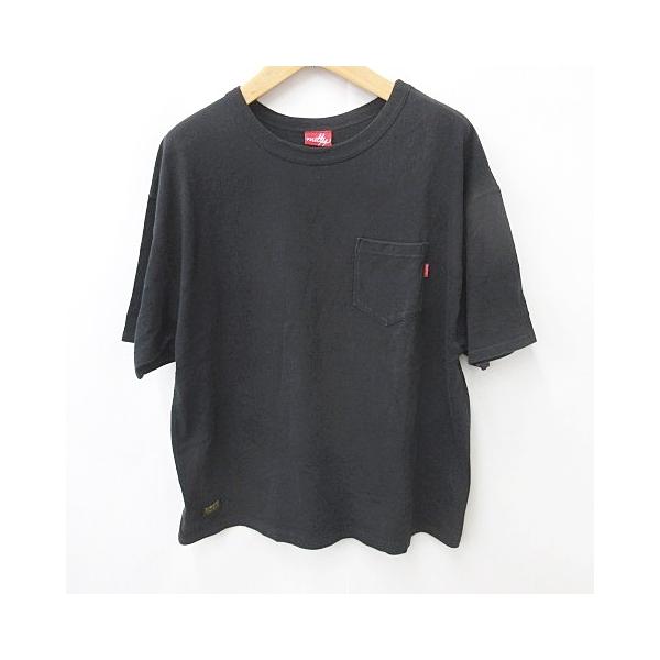 ナッティークロージング NUTTY CLOTHING nutty カットソー Tシャツ 半袖 丸首 ワッペン 黒 ブラック L ■FF メンズ【表記サイズ】L【実寸サイズ】肩幅：61cm　身幅：62cm　着丈：73cm　袖丈：24cm　　【...