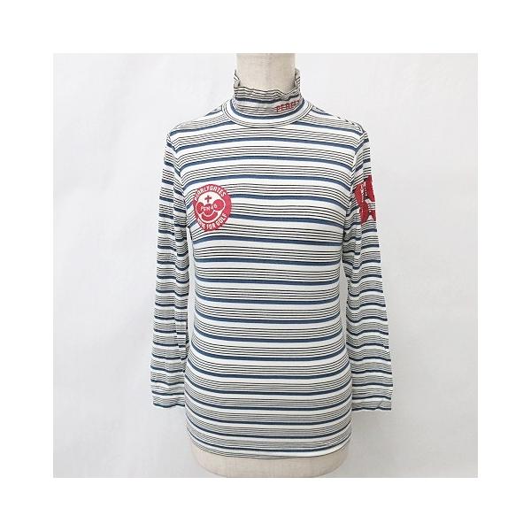 パーリーゲイツ PEARLY GATES ゴルフ シャツ 長袖 ハイネック ボーダー プリント ロゴ 白 青 黒 赤 0 レディース【ブランド】パーリーゲイツ PEARLY GATES【表記サイズ】0【実寸サイズ】肩幅：33cm　身幅：40...