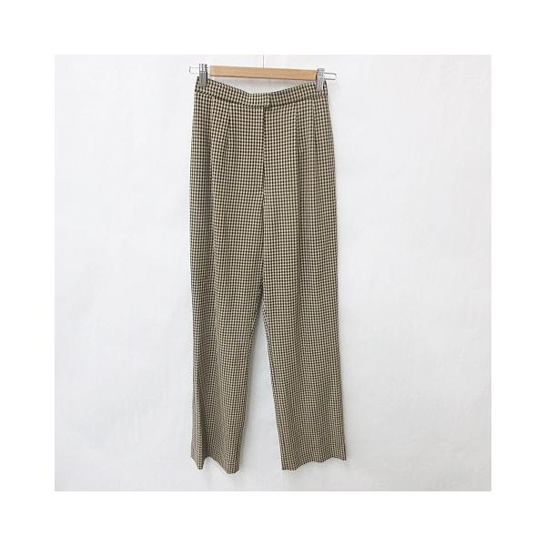 未使用品 NOUVEL ヌーベル パンツ ロング ストレート チェック柄 ブラウン ベージュ 茶  9 レディース【表記サイズ】9号【実寸サイズ】ウエスト：64cm　もも幅：30cm　裾幅：21.5cm　股上：32.5cm　股下：76cm　...