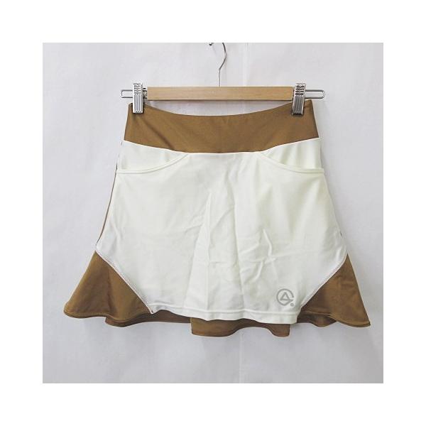 エマンゴルフ AIMANT GOLF スポーツウェア スカート フレアー ストレッチ 白 ホワイト 茶 ブラウン モカ S レディース【表記サイズ】Sサイズ【実寸サイズ】ウエスト：60-74cm　ヒップ：80cm　スカート丈：34-39cm...