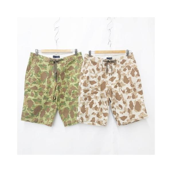 conception design コンセプションデザイン パンツ ハーフパンツ 総柄 2点セット 迷彩柄 ブラウン グリーン ベージュ 茶 緑 L メンズ【表記サイズ】L【実寸サイズ】ウエスト：81cm　もも幅：33cm　裾幅：25cm　...