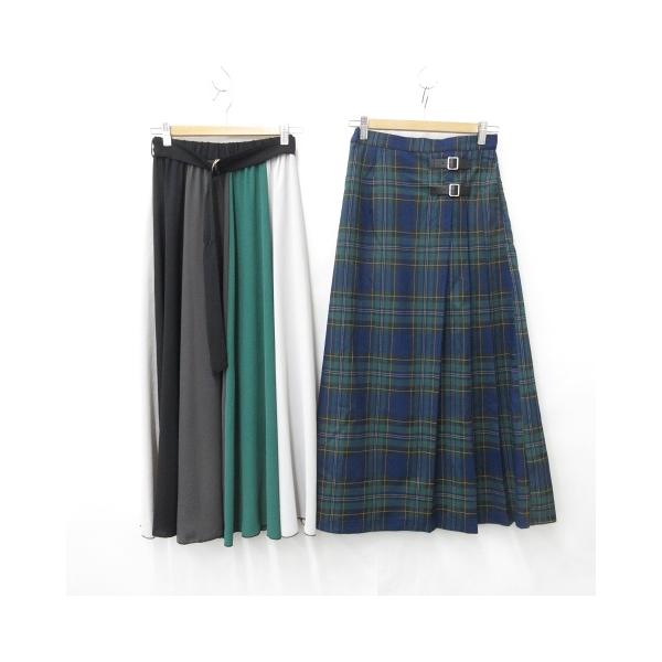 レイジーブルー RAGE BLUE r.p.s スカート 2枚セット プリーツ ロング チェック ベルト フレアー カラーブロック 紺 緑 黒 ベージュ F M【表記サイズ】チェックプリーツ Fフレアースカート M【実寸サイズ】ウエスト：6...