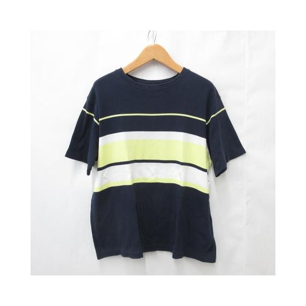 ウエストバウンド Westbound Tシャツ 古着 半袖 ボートネック ボーダー コットン 紺 黄 白 ネイビー イエロー ホワイト 1X メンズ【表記サイズ】1X【実寸サイズ】肩幅：51cm　身幅：65cm　着丈：72cm　袖丈：23c...
