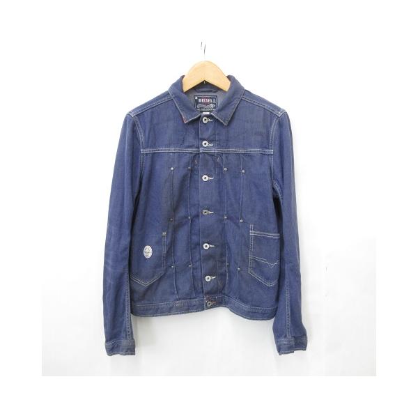 ディーゼル DIESEL 1st 2nd ファースト セカンド デニムジャケット ジージャン 長袖 シングル ロゴ 綿 インディゴ ブルー L メンズ【ブランド】ディーゼル DIESEL【表記サイズ】L【実寸サイズ】肩幅：46cm　身幅：5...