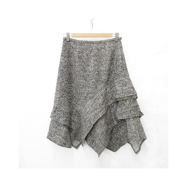 イオコムイオ io comme io スカート フレアースカート ロング イレギュラーヘム アシメトリー 切替 別布 ツィード ブラウン 38 【ブランド】イオコムイオ io comme io【表記サイズ】38（Mサイズ程度）【実寸サイズ】...