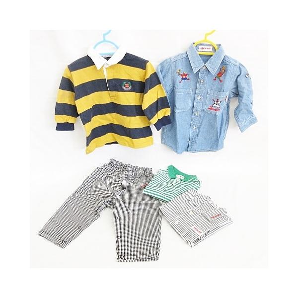 ミキハウス mikihouse シャツ ポロシャツ パンツ まとめ 5点セット 長袖 ダンガリ ストライプ ボーダー チェック 青 黒 白 緑 T80-G11 M【ブランド】ミキハウス mikihouse【表記サイズ】5点共　T80-G11...