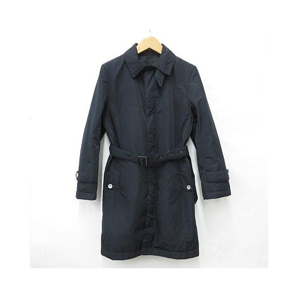 GRAND CROIX ダウンコート ロング シングル 比翼仕立て ステンカラー 黒 ブラック M メンズ【表記サイズ】M【実寸サイズ】肩幅：47cm　身幅：55cm　袖丈：61cm　着丈：97cm　　【素材】表地 ポリエステル 100%　...