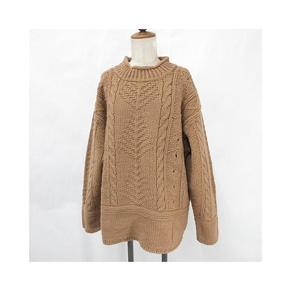モールラック MAUL RUCK セーター ニット 長袖 ハイネック アラン模様 ローゲージ ウール 茶 ブラウン レディース【ブランド】モールラック MAUL RUCK【表記サイズ】表記なし【実寸サイズ】肩幅：54cm　身幅：63cm　袖...