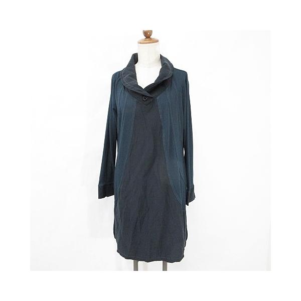 fre.s.cute チュニック カットソー 長袖 ひざ丈 フレア 緑 黒 グリーン ブラック 40 レディース【表記サイズ】40（日本サイズL程度）【実寸サイズ】肩幅：40cm　身幅：48cm　袖丈：57cm　総丈：87cm　　【素材】布...