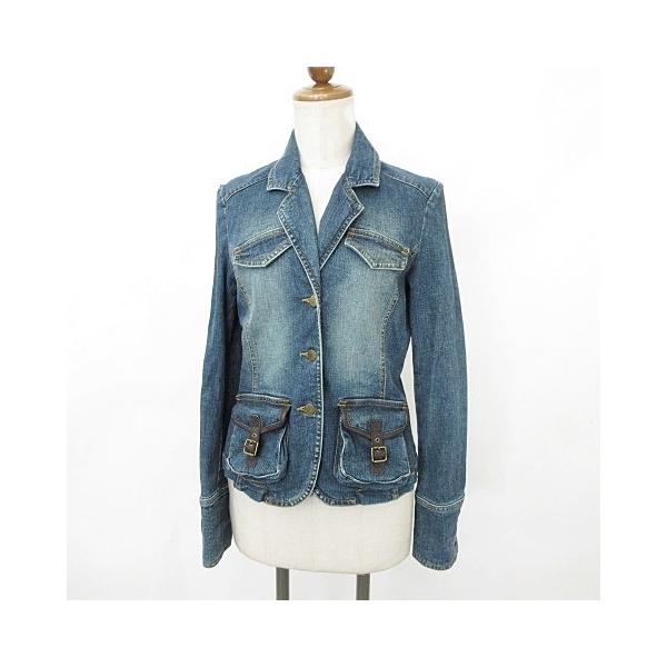 raffinato settembre ジャケット デニムジャケット テーラーカラー シングル インディゴ 青 ブルー 2 レディース【表記サイズ】2（Mサイズ程度）【実寸サイズ】肩幅：37cm　身幅：44cm　袖丈：63cm　着丈：54c...