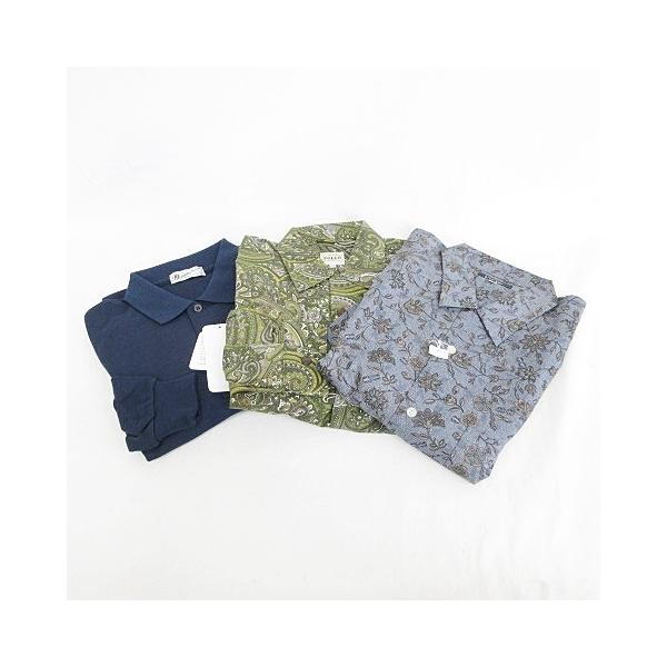 未使用品 Danby Bear’ｓ FOLCO LIVEUP シャツ 3枚セット ポロシャツ 長袖 刺繍 カジュアルシャツ 長袖 半袖 総柄 紺 緑 グレー M F 【表記サイズ】ポロシャツ・プリントシャツ長袖 Mプリントシャツ半袖 F【実...