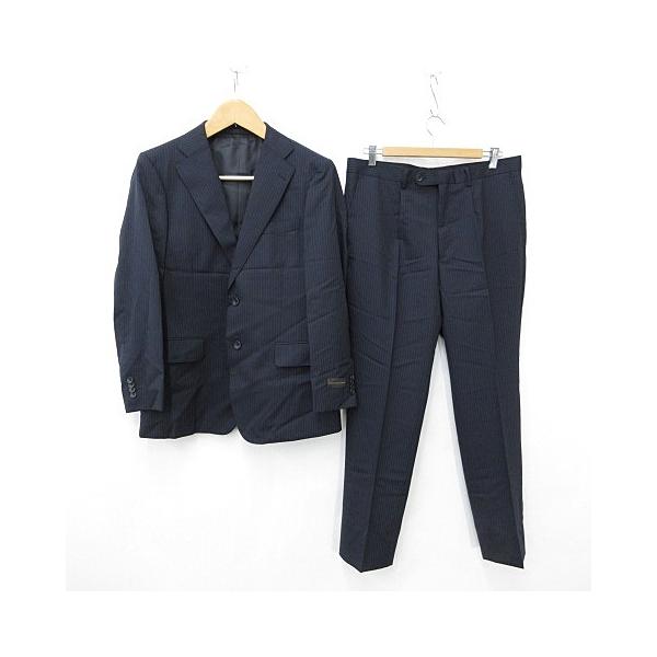 未使用品 クリスチャンオラーニ セットアップ スーツ テーラードジャケット スラックス シングル ロング 背裏 紺 AB5【表記サイズ】AB5【実寸サイズ】ジャケット 肩幅：44cm　ジャケット 身幅：54cm　ジャケット 袖丈：58cm　...