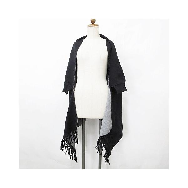 未使用品 je crois soi ポンチョ ニット 七分袖 ボーダー フリンジ ピン 黒 ブラック M-L レディース【表記サイズ】M-L【実寸サイズ】着丈：69cm　ゆき丈：60cm　　【素材】レーヨン 47％ ポリエステル 28％ ナ...