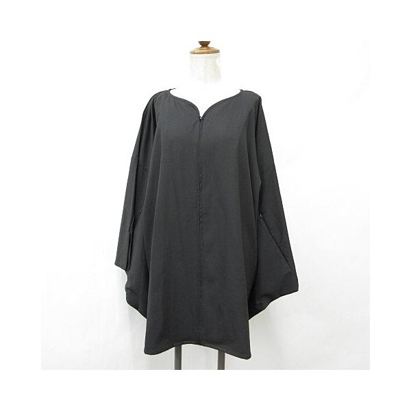 アンティカ SEAVEN ジャケット ノーカラージャケット ジップアップ 着物スリーブ 黒 ブラック F レディース【表記サイズ】F【実寸サイズ】肩幅：77cm　身幅：74cm　袖丈：38cm　着丈：75cm　　【素材】ポリエステル 97％...