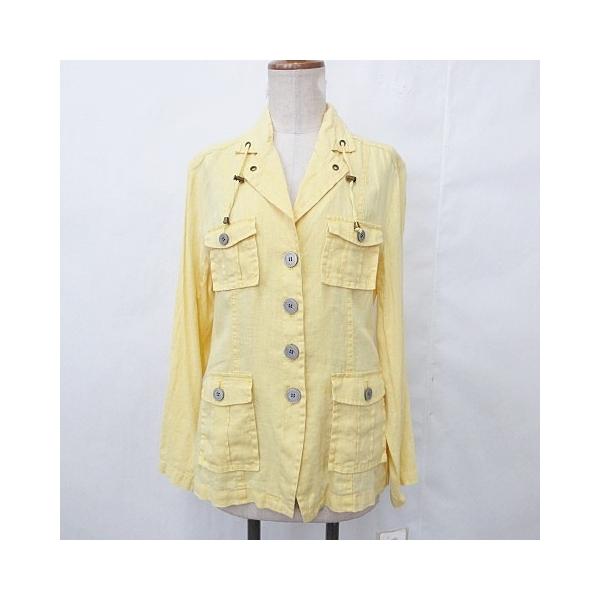未使用品 レレベル LELE BELL ジャケット シングル テーラーカラー ドロスト 麻 黄 イエロー M レディース【表記サイズ】M【実寸サイズ】肩幅：41cm　身幅：49cm　袖丈：57cm　着丈：62cm　　【素材】麻 100％【色...